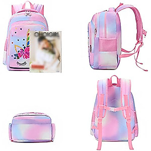 CAMTOP Backpack for Kids Girls School Backpack with Lunch Box Preschool Kindergarten BookBag Set (Y0058-2 Rainbow-1)