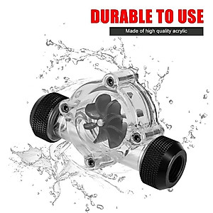 Female to Female Transparent Measuring Indicator G1/4" Water Meter 8 Impellers PC Water Cooling Flowmeter Tube Connectors Acrylic + Silicone(Black)