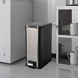 JM ·YIPENG Bathroom Trash Can, 10 Liter/2.6 Gallon Stainless Steel Trash Can, Small Garbage Bins with Removable Inner Bucket, Soft Close Lid, Step Garbage Can for Bathroom, Bedroom, Kitchen