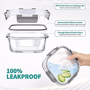 AMALEKO 17Set Glass Food Storage Containers with Lids Set, Leak-Proof Glass Meal Prep Containers BPA-Free, Airtight Containers for Food Storage, Lunch Containers for Office