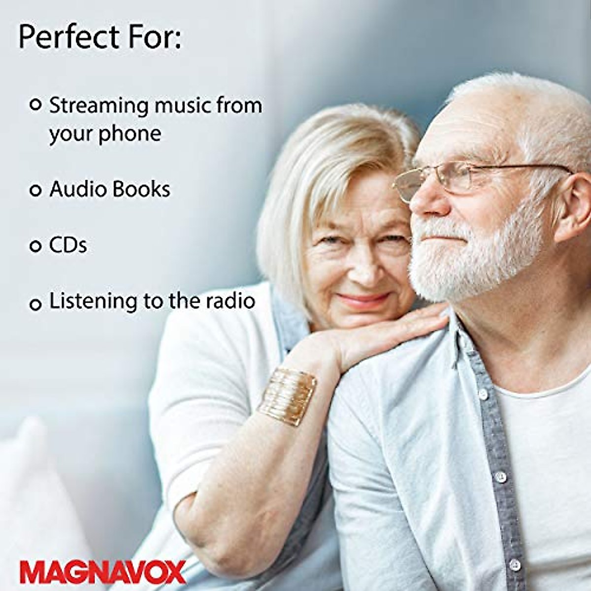 Magnavox MD6949 Portable Top Loading CD Boombox with AM/FM Stereo Radio and Bluetooth Wireless Technology in Red and Black | CD-R/CD-RW Compatible | LED Display |