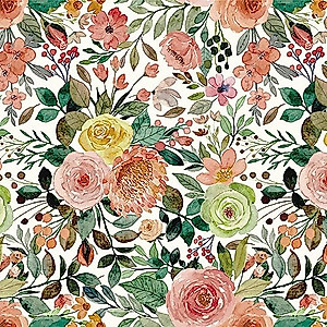 JiffDiff 118.1"x17.7" Wallpaper Peel and Stick, Floral Wallpaper for Bedroom Peel and Stick Wallpaper Boho Kitchen Cabinets Furniture Decorative Renter Friendly Wallpaper