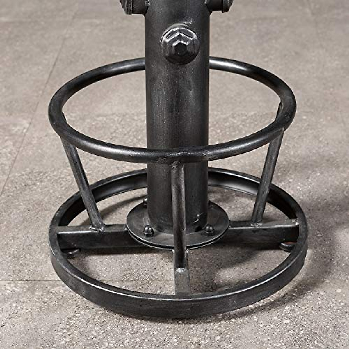 Topower American Antique Industrial Round Bottom Adjustable Height Cafe Coffee Retro Vintage Stylish Water Pipe Design Pub Kitchen Bar Stool (Silver, PU Leather Top)