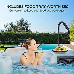 Hot Tub Handrail with Cup Holder Tray 56" Height 360 Rotatable Rust Proof Aluminum Hot Tub Railing with Slide Under Mount Base for Spa Hot Tub 600 LBS Capacity Hand Rail