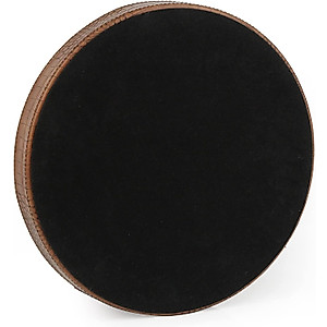 HofferRuffer Faux Leather Round Serving Tray, Vegan Croco Leather Decorative Tray, Food Tray for Storage Drinks, Snack & Cosmetics, Dia.12'' x 1.6'' (Antique Brown)