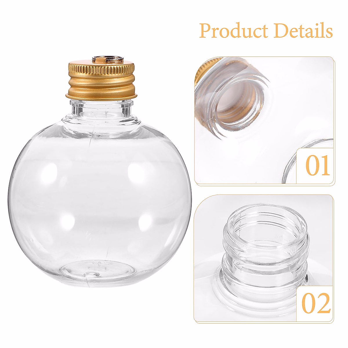 Baluue Christmas Drink Balls 10pcs Clear Christmas Booze Balls 150ml Tree Fillable Ornaments Water Bottle Bulbs Shape Plastic Pendant for Home Decoration Party Decoration Golden