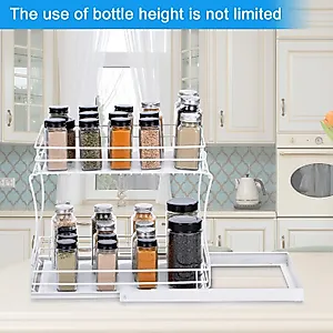 uxcell Pull Out Cabinet Organizer, 2-Tier Under Sink Slide Out Storage Shelf 14.7" L x 10.8" W x 13.3" H Bathroom Organizer Kitchen Cabinet Storage with Sliding Drawer White