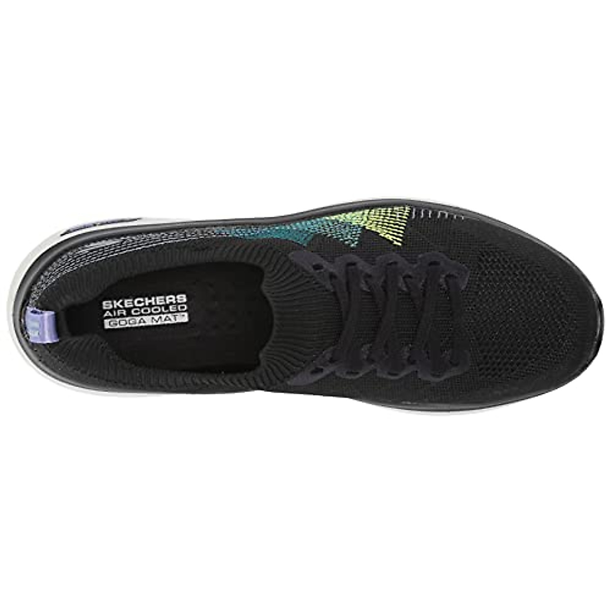 Skechers Women's GO Walk Hyper Burst Knit LACE UP Sneaker, Black/Multi, 8