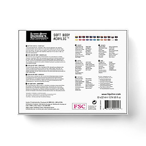 Liquitex Professional Soft Body Acrylic Paint, 12 x 22ml (0.74-oz), Essentials Set