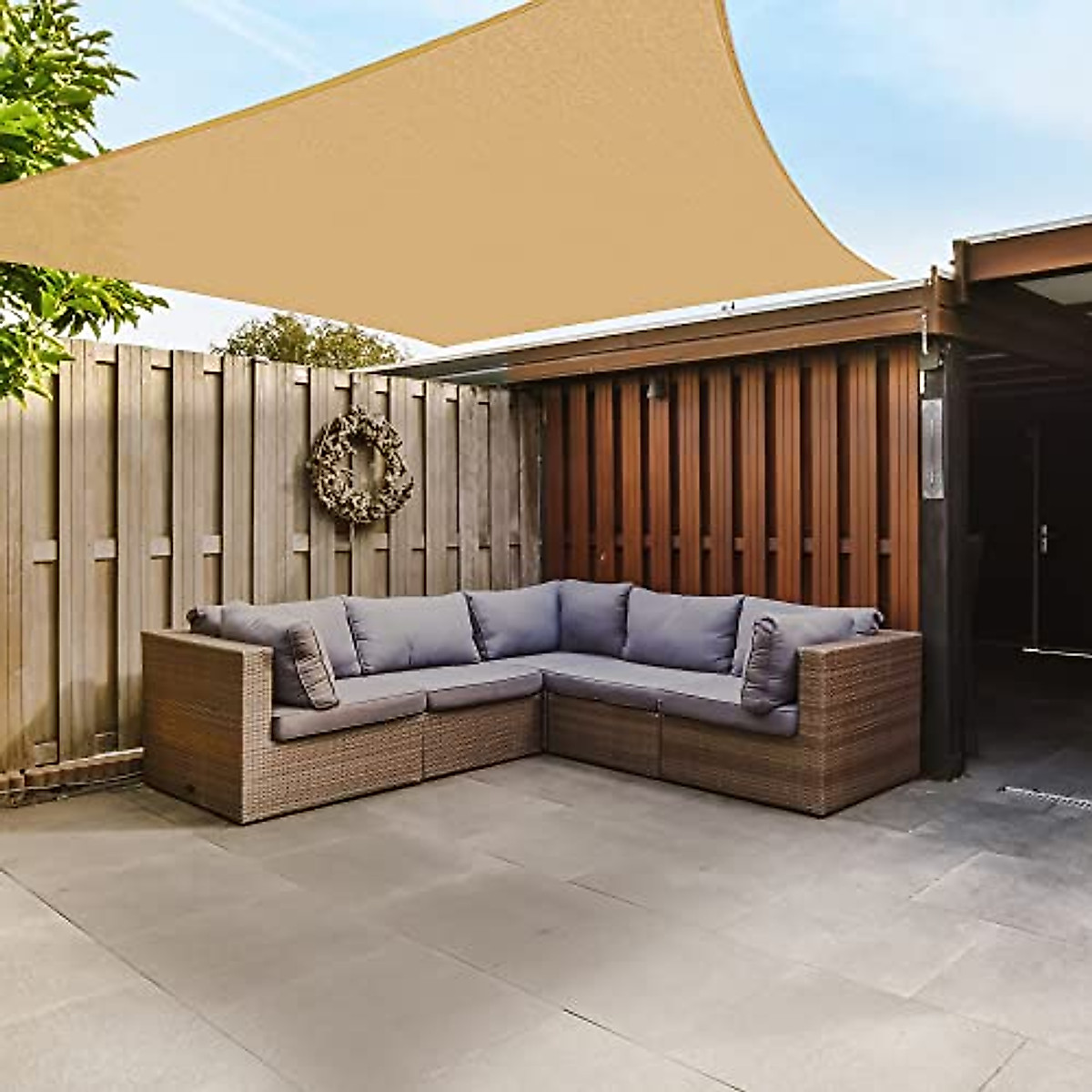 LAUREL CANYON 6' x 10' Sun Shade Sail Rectangle UV Bloack Patio Canopy for Outdoor Lawn Garden, Yellow Color