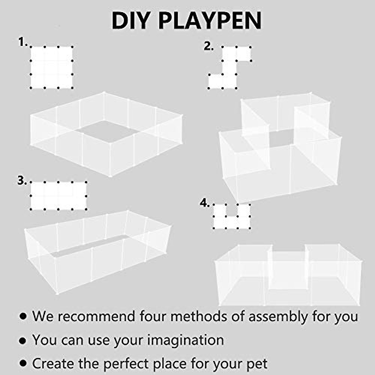 Hamster Playpen Plastic, Rabbit Fence Indoor Small Animal Cage Exercise Pen Transparent Playpen for Puppy Guinea Pigs Bunny Chinchilla Gerbils Hedgehogs Rats (12 Panels/Size:13.78 X 13.78 inches)