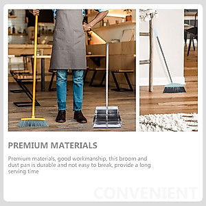 ULTECHNOVO 1 Set Garbage Shovel Cleaning Scraper Long Handle Broom Floor Sweeping Broom Long Handle Dust Pan Broom and Dust Pan Ladlebroom Home Stainless Steel Office Dustpan Indoor