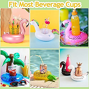 iShyan Inflatable Drink Holder, 25 Pack Drink Floats Inflatable Cup Holders Flamingo Coasters for Swimming Pool Party