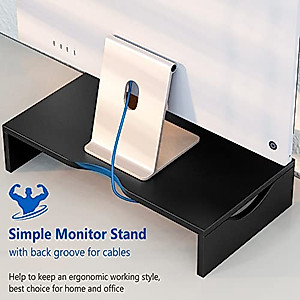 Zimilar 2 Pack Monitor Stand Riser, Wood Monitor Riser for 2 Monitors+Zimilar 20 inch Large Monitor Stand Riser with Phone Stand, Crystal Acrylic Monitor Stand with Keyboard Storage