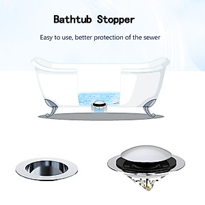 Upgrade Bathtub Stopper with Hair Catcher, Pop Up Tub Drain Stopper, Anti Clogging Bathtub Drain Cover,Replaces Lift and Turn, Tip-Toe and Trip Lever drains for Tub, Easy Install and Clean