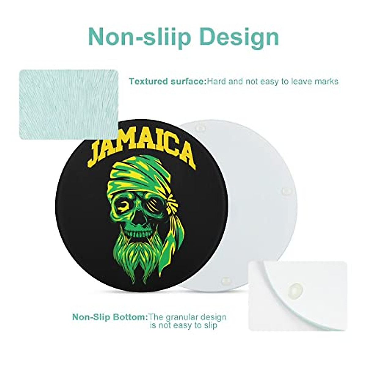 Flag of Jamaica Printed Round Cutting Board Glass Chopping Blocks Mats Food Tray for Home Kitchen Decoration