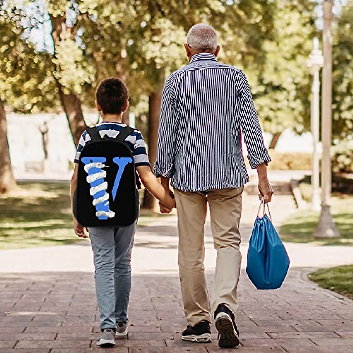 COZON Big V Letter Backpack 17 Inch 3D Printed Aesthetic Casual Travel Bags Breathable Portable Lightweight Large Capacity Daypack Unisex