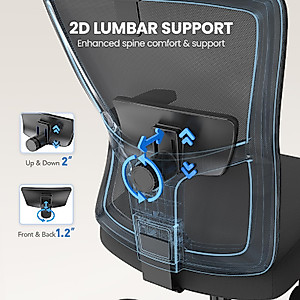 NOBLEWELL Office Chair Ergonomic Office Chair with Large Seat, Lumbar Support Computer Chair, Desk Chair with Adjustable Headrest, Armrest