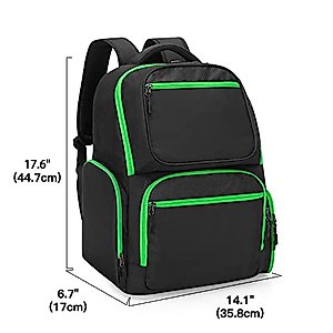 Trunab Travel Backpack Compatible with Xbox Series X Carrying Case Game Storage Bag with 2 Inner Spaces for Xbox X/S Console, Multiple Pockets for 15.6” Laptop and Other Gaming Accessories, Black (Patent Pending)