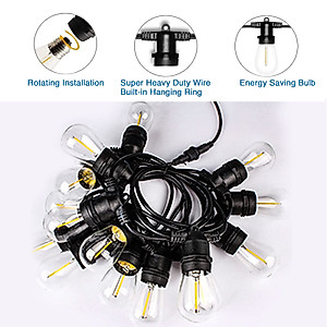 ANTING 120FT Outdoor String Lights with 38+2 Shatterproof Plastic Bulbs,38×E26 Sockets,Patio Lights LED Commercial Grade Weatherproof String Lights for Patio Garden Porch Backyard,2700K Warm White