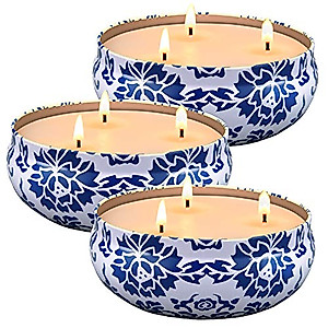 Hausware Citronella Candles Outdoor & Indoor - Large 13.5 oz Scented Candles Set 3 Pack Natural Soy Wax citronella Candles for Garden Patio Yard Home Balcony Camping Backyard
