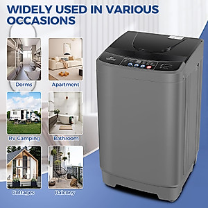 Nictemaw Portable Washing Machine 15.6Lbs 2.1 Cu.ft Full Automatic Washer Machine with 10 Programs and 8 Water Levels Selections Small Washing Machine for Apartment, Rv, Home