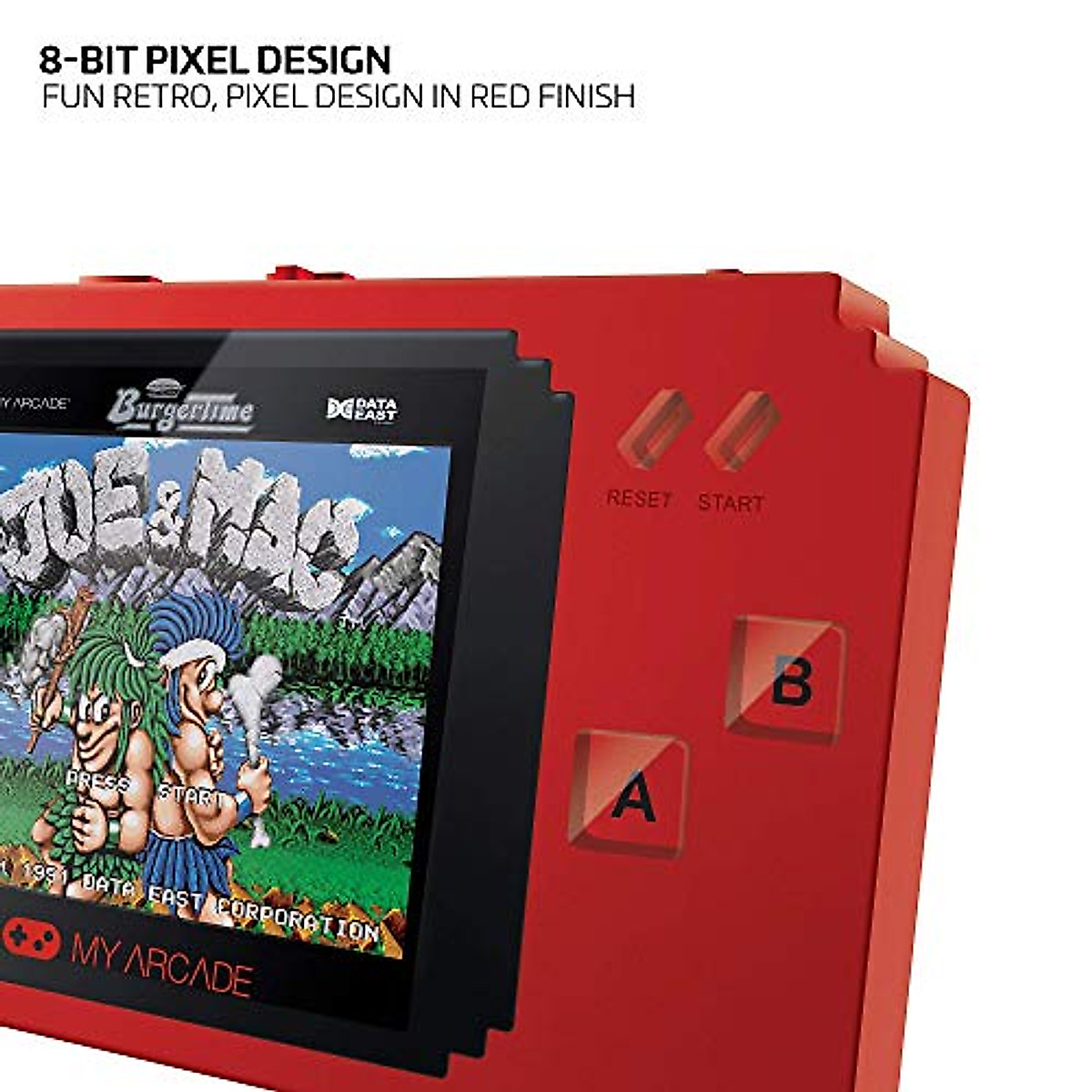 My Arcade Pixel Player Handheld Game Console: 300 Retro Style Games Plus 8 Data East Hits, Battery or Micro USB Powered, Color Display, AV Out Jack for TV, Speaker, Volume Control, Headphone Jack