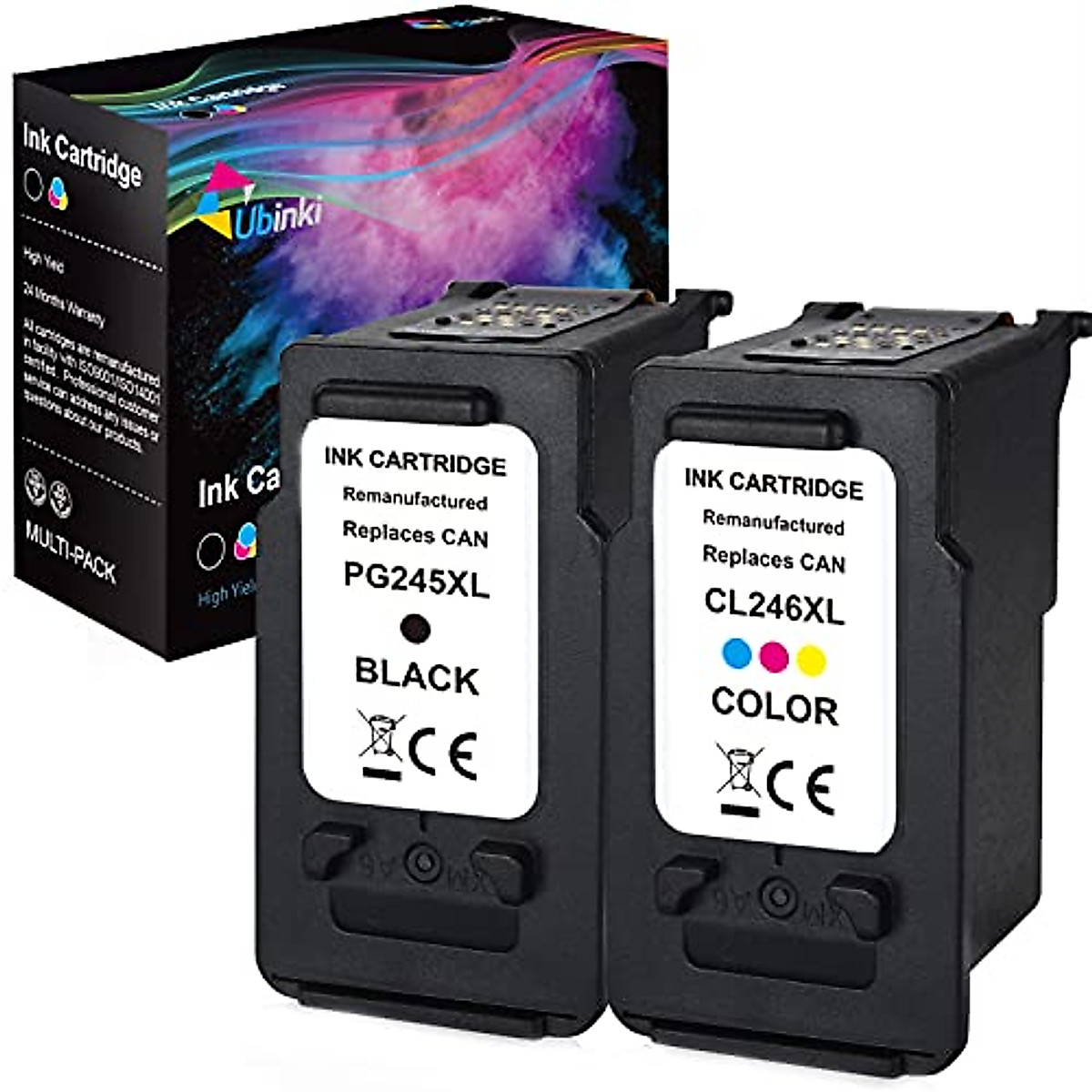Ubinki 245 XL 246 XL High Yield Ink Cartridge for Canon PG-245 XL CL-246 XL Compatible with Canon Pixma MX490 MX492 TR4520 TS3120 TS3320 MG2520 MG2522 MG2922 MG3022 IP2820 Printer PG245