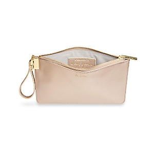 KATIE LOXTON Be Brilliant Womens Vegan Leather Secret Message Pouch Clutch Metallic Champagne