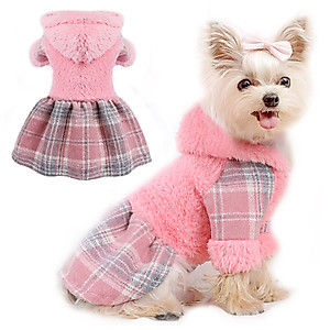 Dog Dresses for Small Dogs Girl Winter Dog Sweater Dress Teacup Dog Clothes for Small Dogs Girl (XX-Small, Pink)