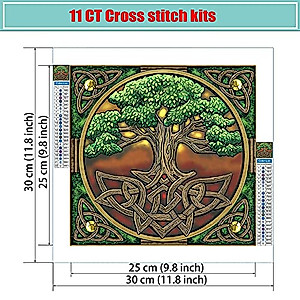 VIGEGU Tree Stamped Cross Stitch Kits, Counted Cross Stitch Kits for Adults Beginners,Embroidery Kits,Full Range of Cross-Stitch Stamped Kits Needlecrafts for Home Wall Decor 11.7X11.7 inch