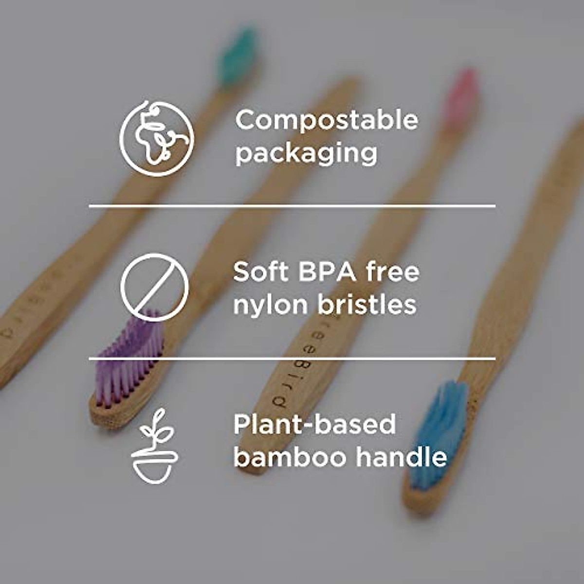 Bamboo Toothbrush 4-Pack & Compostable Silk Dental Floss with Refillable Glass Holder | Biodegradable Oral Care Set | Soft BPA-Free Bristles | Natural Eco-Friendly Gifts for Men & Women | Moso Handle
