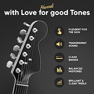 HAVENDI® Guitar Strings electric guitar - brilliant sound quality strings made of steel for electric guitar coated with nickel (6 string set) incl. 3 picks