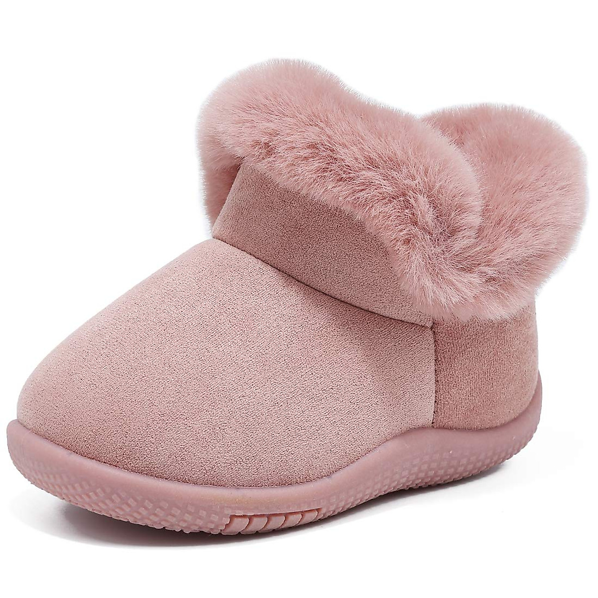 KEESKY Baby Girl Winter Boots Pink Winter Warm Shoes Fur Lined Toddler Size 5 M