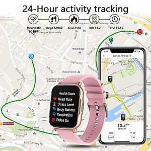 Smart Watch, Women Fitness Tracking Watch, Phone Incoming Call SMS Notifications, Men Activity Tracking Smart Watches, Weather Forecasts, Health Watches with 8 Sports Modes for Android iPhone Phones