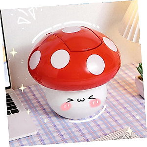 WHAMVOX Mushroom Shaped Garbage Can with Lid Decorative Trash Container for Kitchen Desk