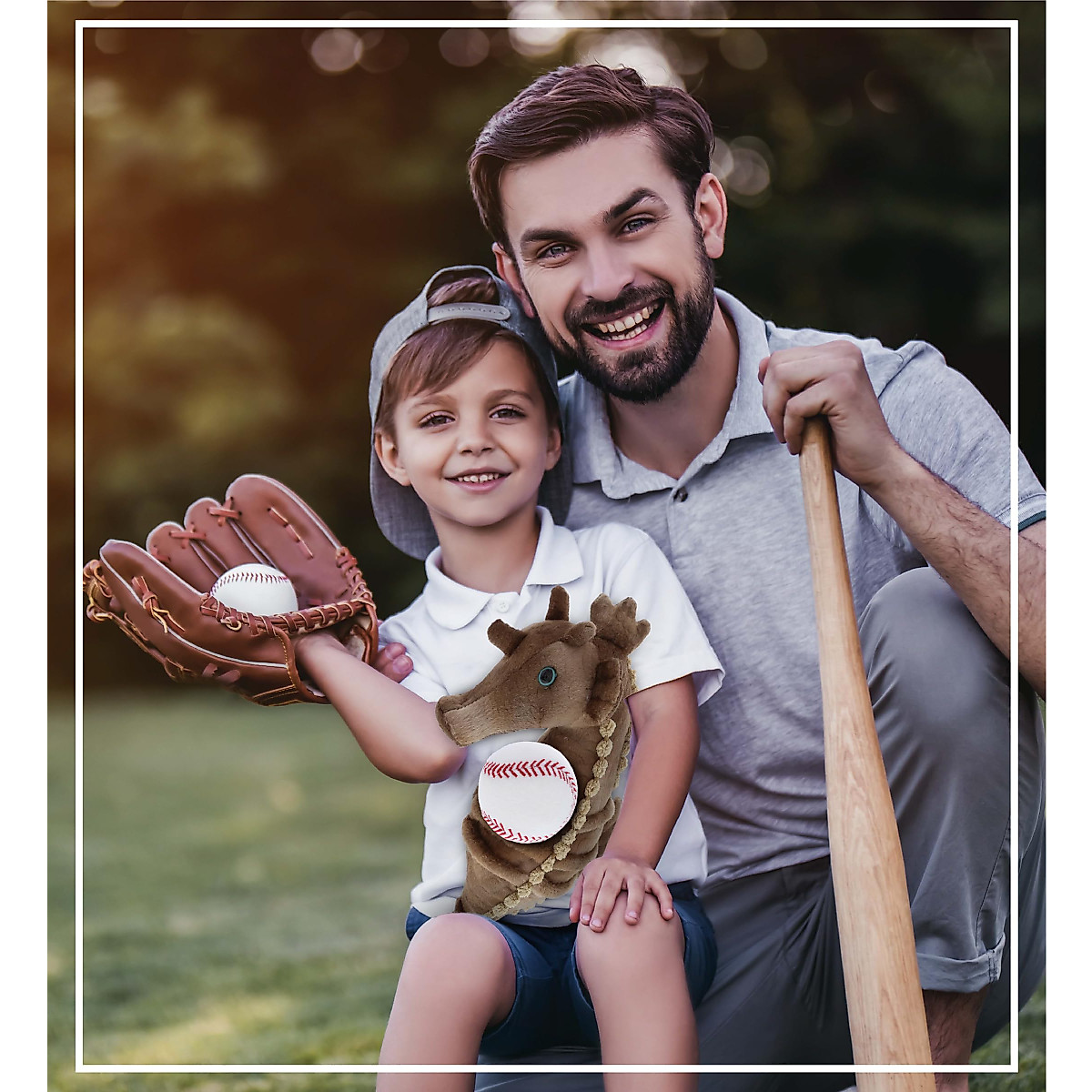 DolliBu Seahorse Stuffed Animal with Baseball Plush - Soft Huggable Seahorse, Adorable Playtime Seahorse Plush Toy, Cute Ocean Life Gift for Kids and Adults - 12 Inches