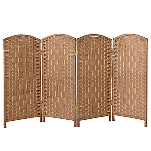 Red Lantern 3 ft. Short Diamond Weave Fiber Folding Screen - Natural - 4 Panel