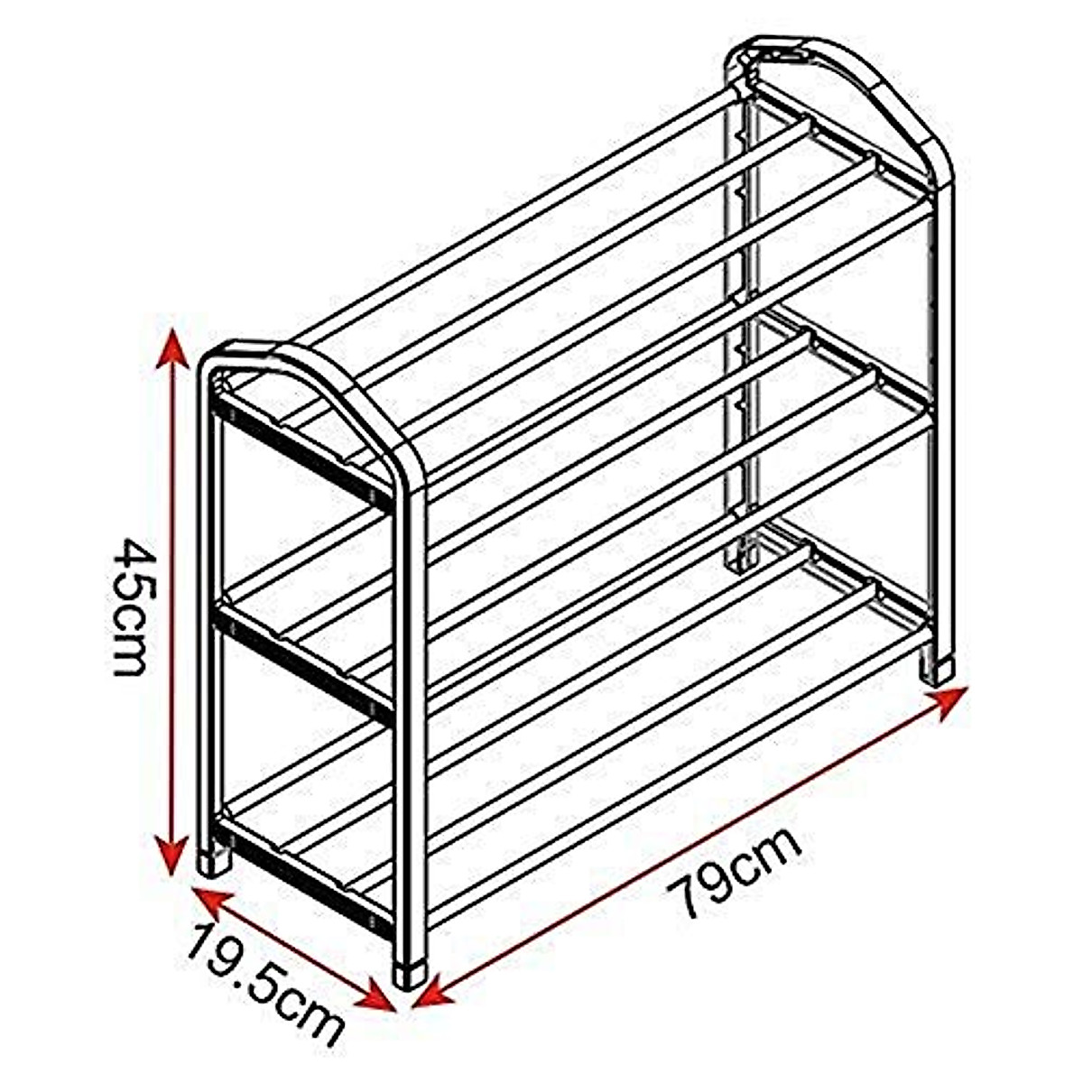 XUXUWA Household Shelves, 3 Tier Shoe Rack for 12 Pairs of Shoes Standing Shoe Storage Organizer Black