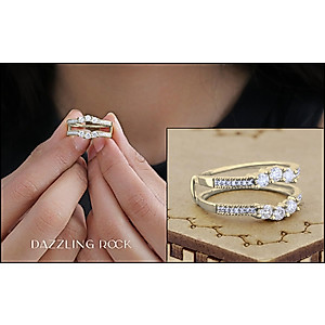 Dazzlingrock Collection Round White Diamond Anniversary 3 Stone Enhancer Ring for Women (0.80 ctw) in 14K Yellow Gold Size 7.5