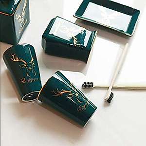 TFIIEXFL Design 5 Piece Ceramic Bathroom Accessory Set, Soap Dish, Tooth Brush Holder, Soap Dispenser, Tumbler