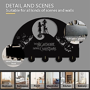 The Nightmare Before Christmas Key Hooks-Wall Hooks Heavy Duty 20LB(Max),Wall Décor,Wood Coat Hooks, Key Holder,Key Hanger for Wall、Entryway and Kitchen