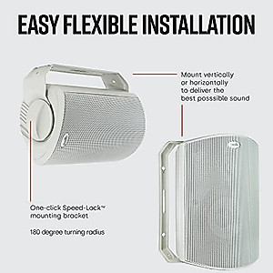 Polk Audio Atrium 5 Outdoor Speakers with Powerful Bass (Pair, White), All-Weather Durability, Broad Sound Coverage, Speed-Lock Mounting System