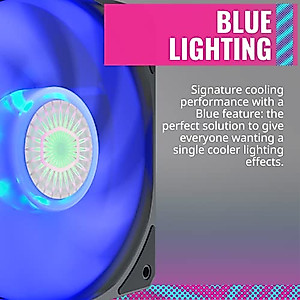 Cooler Master SickleFlow 120 V2 Blue Led Square Frame Fan, Air Balance Curve Blade, Sealed Bearing, 120mm PWM Control for Computer Case & Liquid Radiator