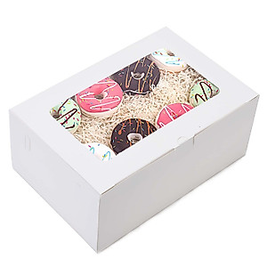 10-Set Cupcake Boxes with Inserts and Window Hold 6 Cupcakes,Cupcake Containers Bakery Cake Box,Pastry Carrier For Donut Cookie Treat Muffin Chocolate Bombs,9.4x6.3x3.9 In