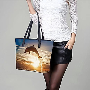 Womens Handbag Dolphin Leather Tote Bag Top Handle Satchel Bags For Lady