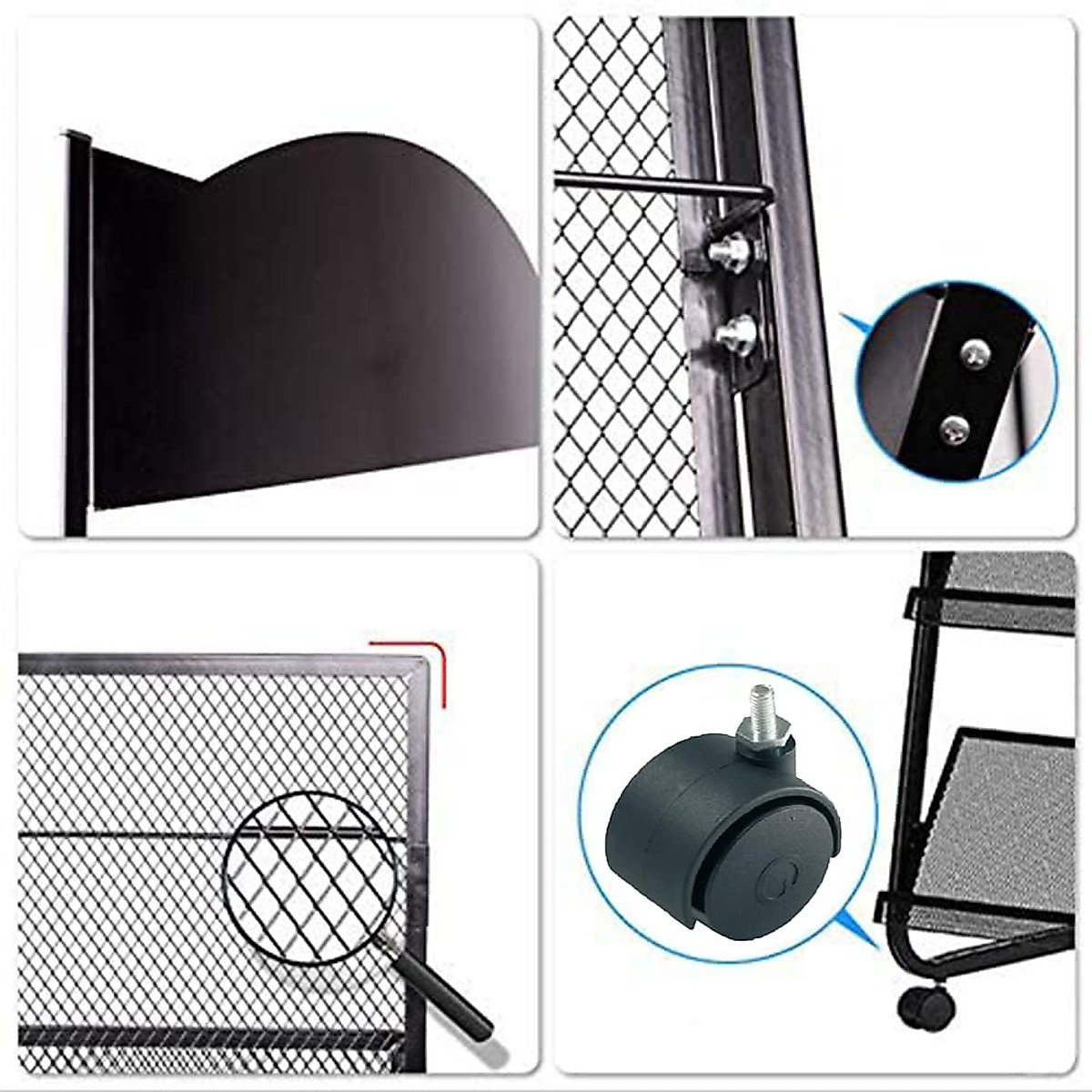 Yinghao Floor-Standing Magazine Rack, 4-Layer Iron Wheeled Newspaper Rack, Suitable for the Display of Brochures or Documents in Exhibitions, Shopping Malls, Hospitals, Offices (BLACK)