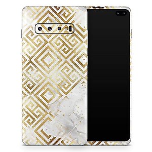 DesignSkinz Karamfila Watercolor & Gold V11 Protective Vinyl Decal Wrap Skin Cover Compatible with The Samsung Galaxy S20 (Screen Trim & Back Glass Skin)