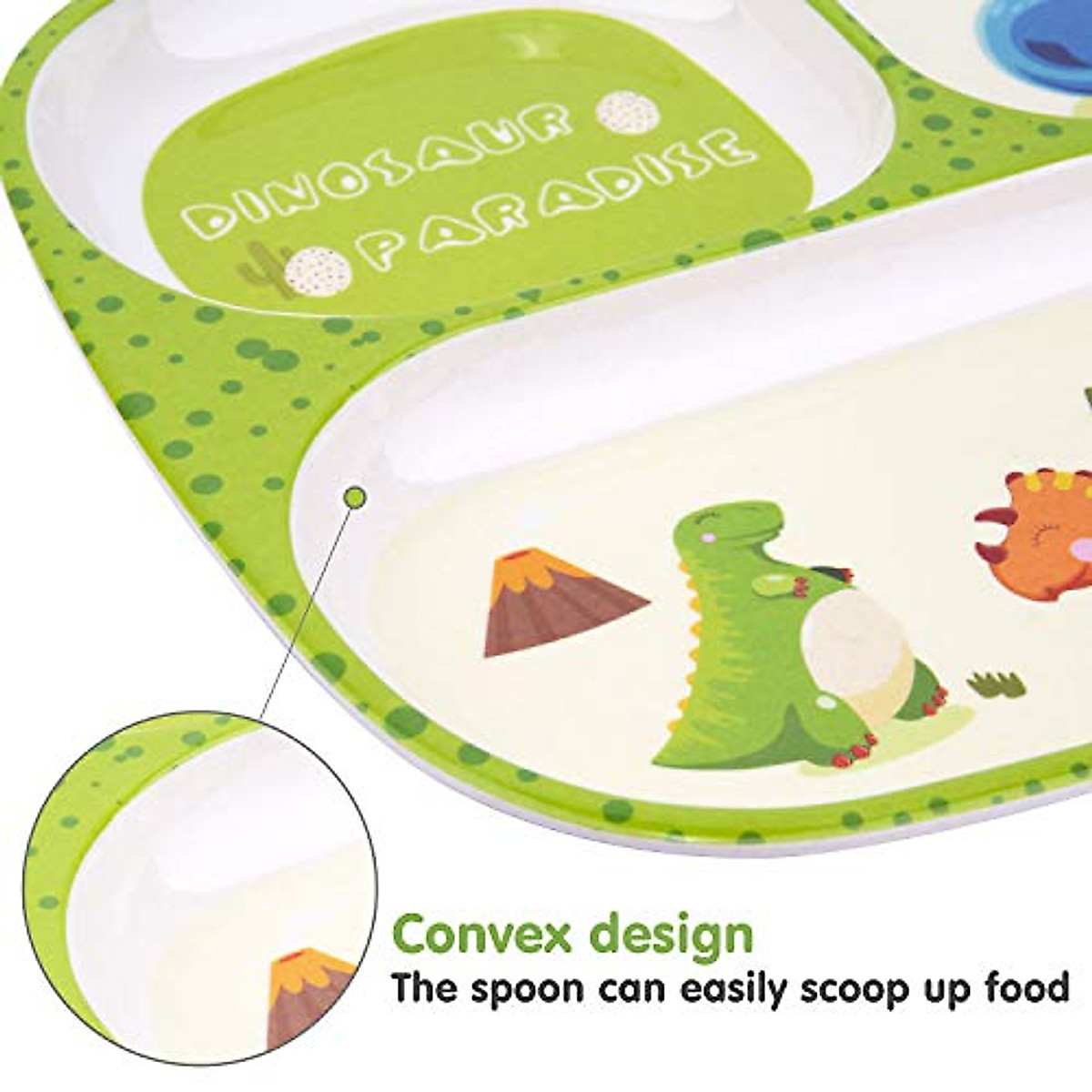 Lightening Kid Plate Set, Baby Dinnerware for Child Toddlers Feeding Divided Plate, BPA Free, Food-safe and Eco Friendly (Green)