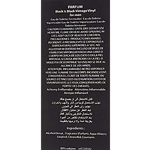 Nu Parfums Black Is Black Vintage Vinyl Eau de Toilette Spray for Men, 3.4 Ounce